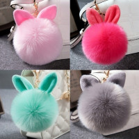 New Fluffy Bunny Toys Ear Keychain Rabbit Key Chain Fur Woman Bag ...