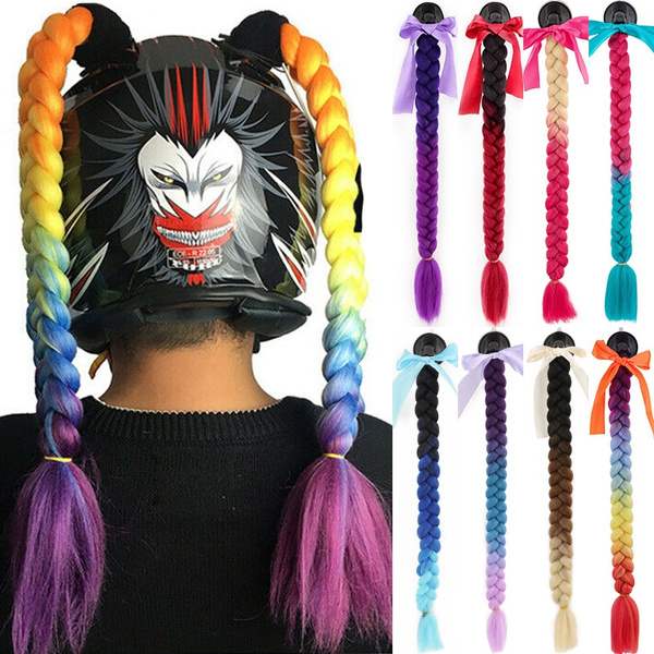 New Fashion Helmet Braids Motorcycle Bicycle Helmet Ponytail Wigs Hair ...