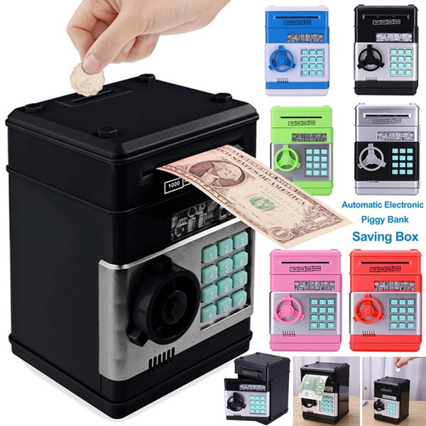 Automatic Electronic Piggy Bank ATM Password Money Box Cash Coin Saving ...