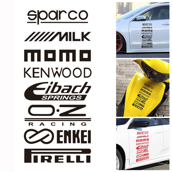 8Pcs Car Door Decals Set Reflective Stickers Racing Sponsor Technical ...