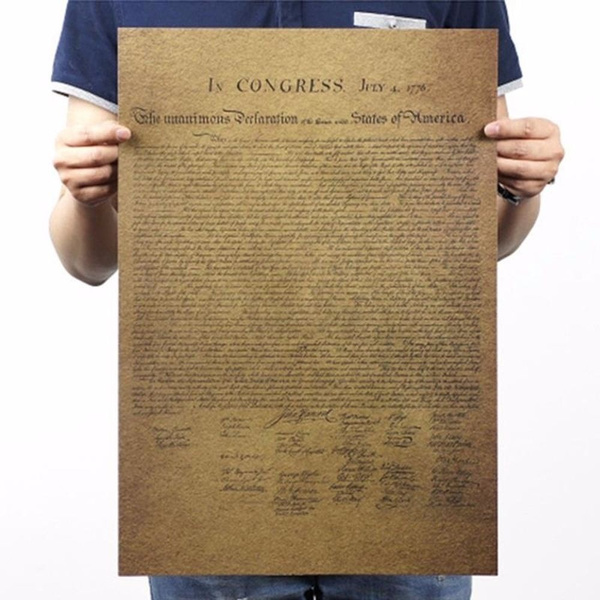 51X35.5cm US Declaration of Independence Day Kraft Paper Retro Poster ...