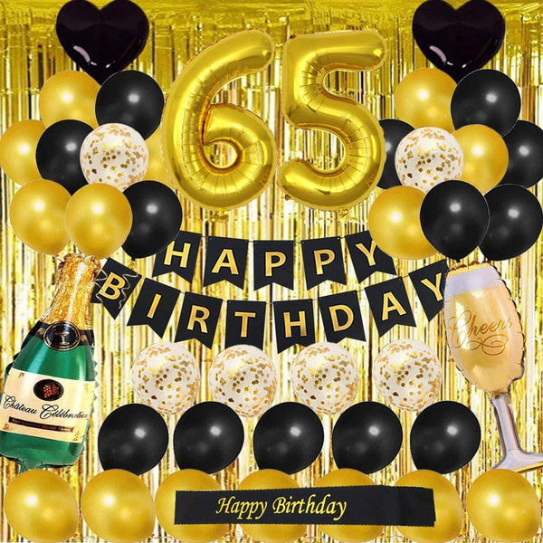 Gold 65TH Birthday Party Decorations Supplies Gold Metallic Latex ...