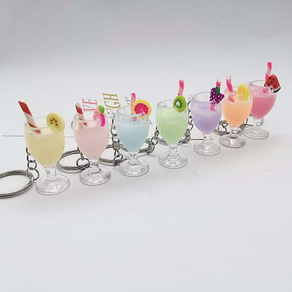 7 Colors Cocktail Keychain Lovely Key Chain Schoolbag Backpack Charm ...