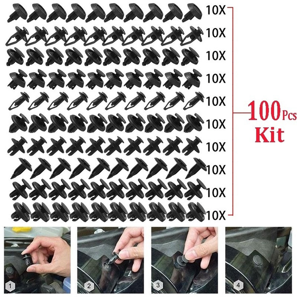 100pcs Car Retainer Rondaful Door Panel Line Bumper Clips Plastic Screw ...