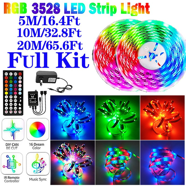 Led Strip Lights Music Sync Full Kit,3528RGB SMD LED Blue Tape Flexible ...