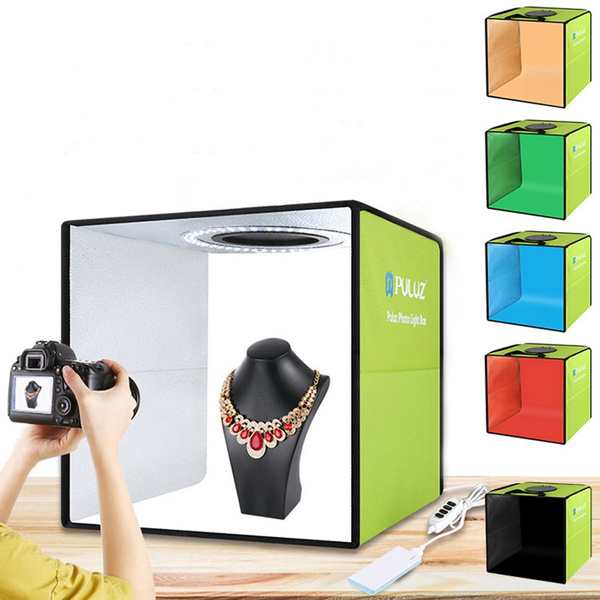 30CM Portable Foldable Desktop Photo Studio Softbox with LED Ring Flash ...