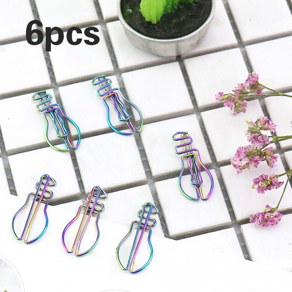 6pcs Bulb Shape Paper Clips Notes DIY Bookmark Metal Binder Clips Notes ...