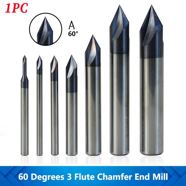 1Pc 3 Flute Chamfer Milling Cutter 60 Degrees CNC Router Bit 2-12mm ...