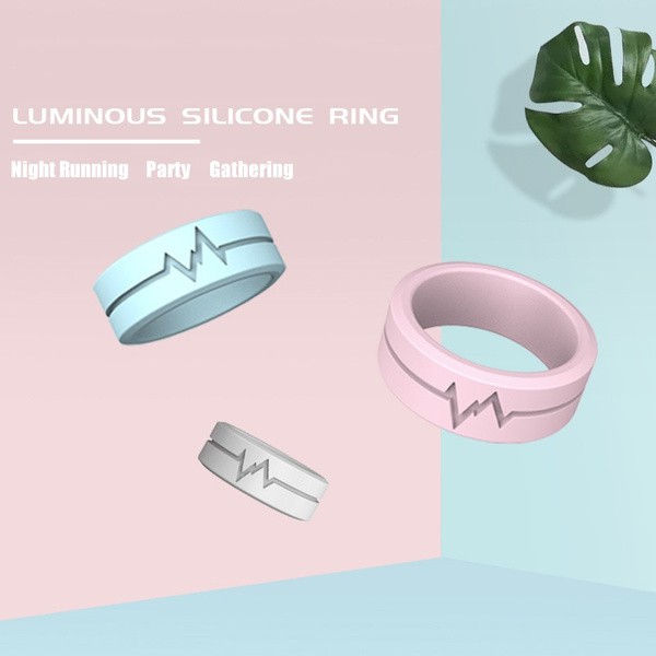 Creative Luminous Silicone Ring Self Defense Glowing Ring For Women Men ...