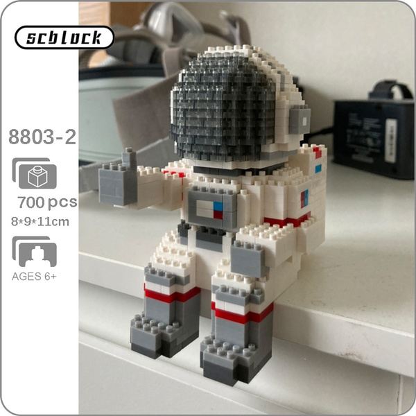SC Space Adventure Astronaut Building Blocks 3D Model Black Helmet DIY ...