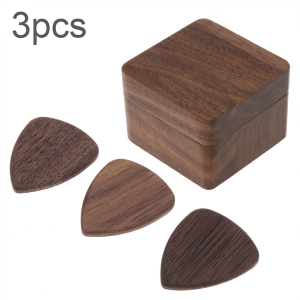 3pcs Wood Material Guitar Picks Plectrum with Wood Box for Acoustic ...