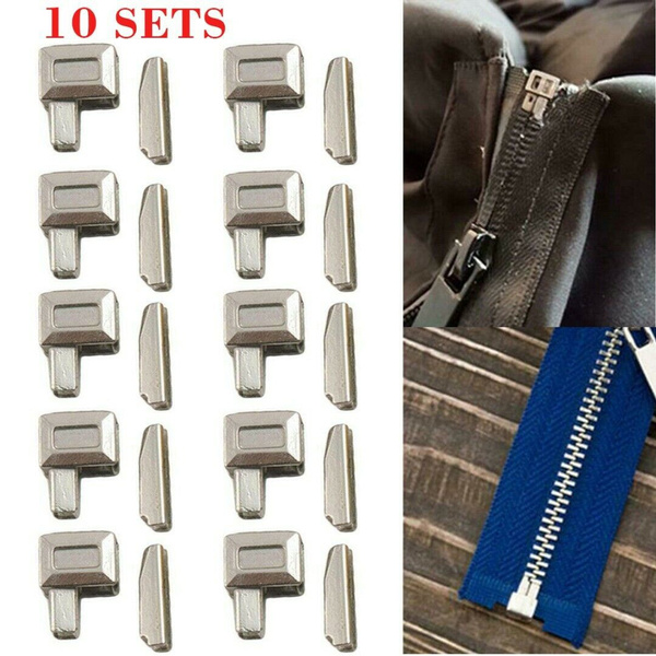 10 Sets 8# Metal Zipper Stopper Repair Open End Sewing Tailor Fabric ...