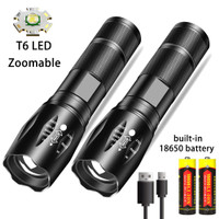 Powerful T6 LED Flashlight Aluminum Alloy Portable Torch USB ...