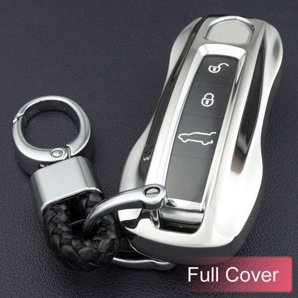 Car Key Fob Cover Case Chain Ring For Porsche Cayenne Coupe Panamera ...