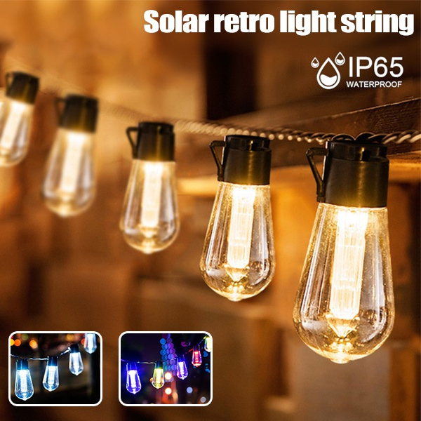 Retro light bulb solar string lights-hanging decorations for terraces ...