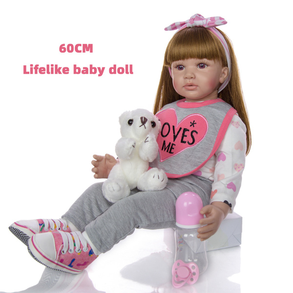 60 cm Cloth Body Reborn Baby Dolls Realistic Fashion Toddler Real Baby ...