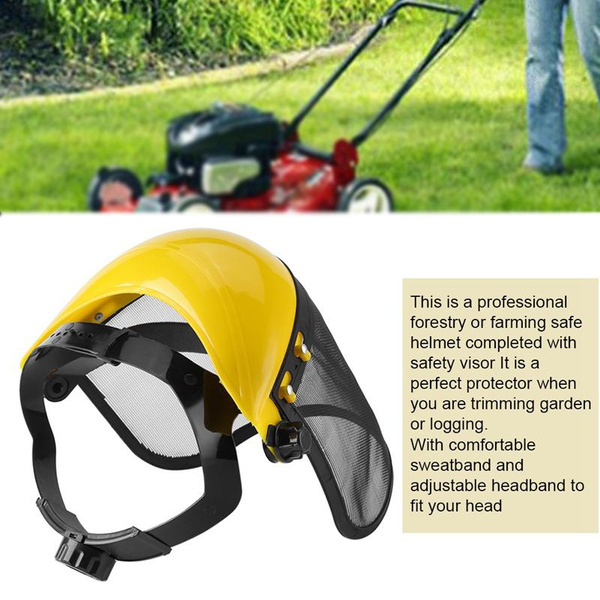 Chainsaw Helmet Garden Grass Trimmer Safety Helmet Hat With Full Face ...