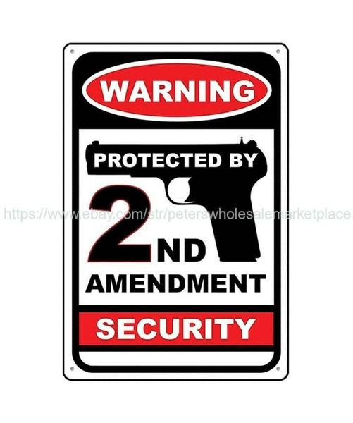 garage signs protected by 2nd amendment security warning metal tin | Wish