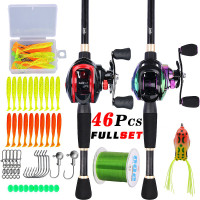 Fishing Rod Combo Rod and Reel Full Kit Casting Fishing Reel Gear Pole ...