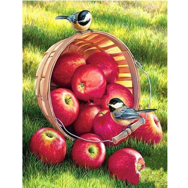 5D DIY Diamond Embroidery Beads Sets Birds Apples Mosaic Full Round ...
