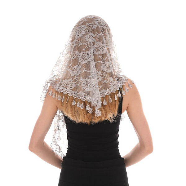 Embroidered Triangle Scarf for Church Shawl Catholic Church Prayer ...