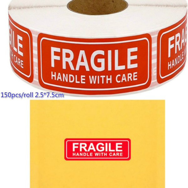 150pcs/roll Red Fragile Stickers Please Handle With Care Warning Labels ...