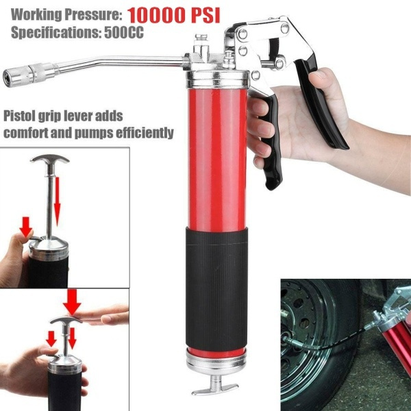 One-Hand Powerbuilt 10000 PSI 500CC Grip Heavy Duty Professional Grease ...