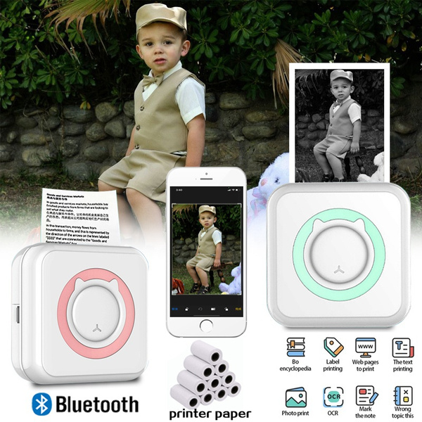 200 DPI Pocket Photo Printer Mini Photo Bluetooth Wireless Sticker ...