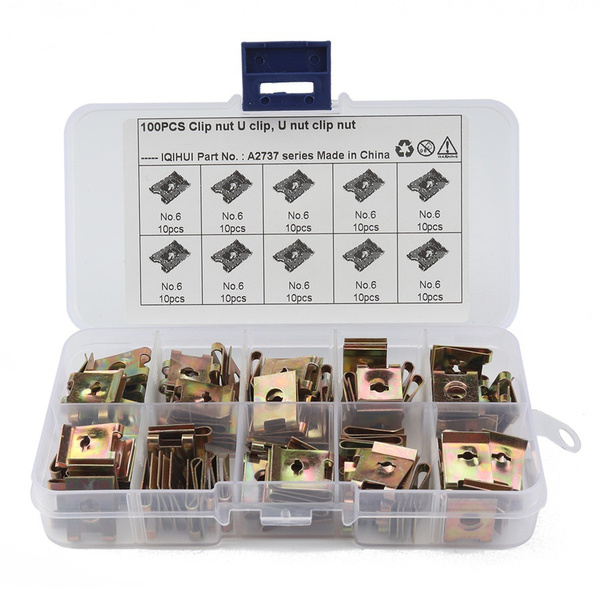 100pcs No.6 U-type Clips Spire Speed Fasteners Screw Automobile Captive ...