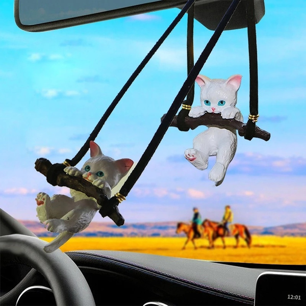 Cute Branch Cat Car Pendant Ornaments Hanging Auto Interior Rear View ...
