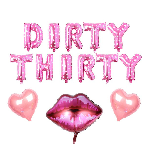 DIRTY 30 Balloons Dirty Thirty Letter Balloons Red Lips Balloon Dirty ...