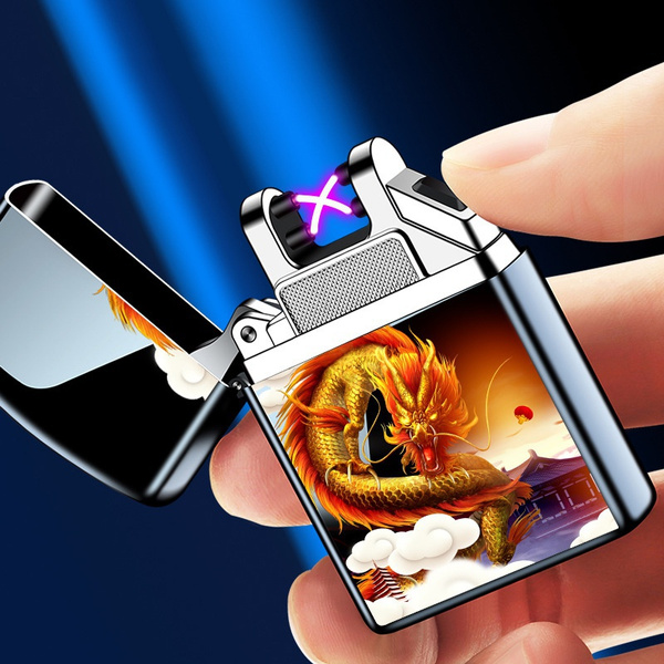 NEW Personalised Windproof Dual Arc Lighter Flameless Electronic ...