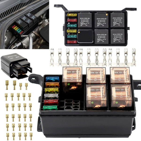 KKMOON 12V Auto Waterproof 12-Slot Relay Box 6 Relays Slots 6 ATC/ATO ...
