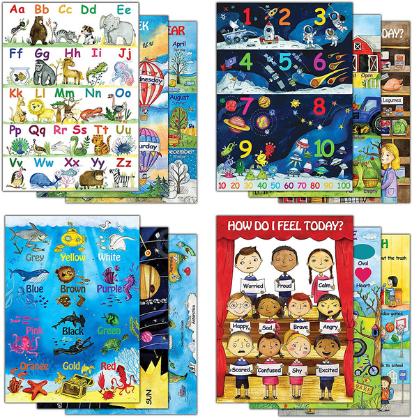12 Kids Educational Posters for Preschoolers & Toddlers Large Preschool ...