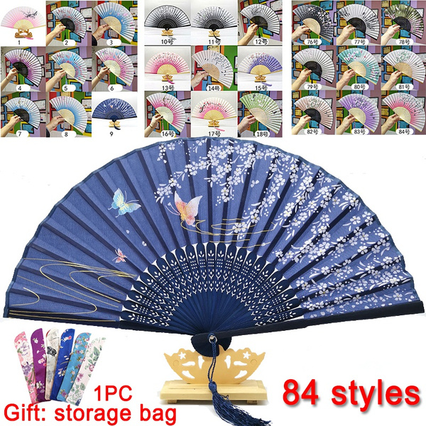 84 Retro-style Colored Bamboo Fans and Flower Fans, Ancient-style Prom ...
