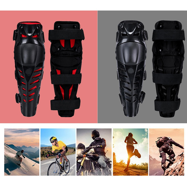 Knee Pads Adjustable Long Leg Sleeve Hinged Shin Guards For Motorcycle ...
