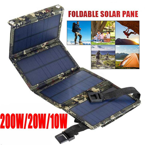 Upgraded 200/20/10W Portable Waterproof Folding Solar Panel Outdoor ...