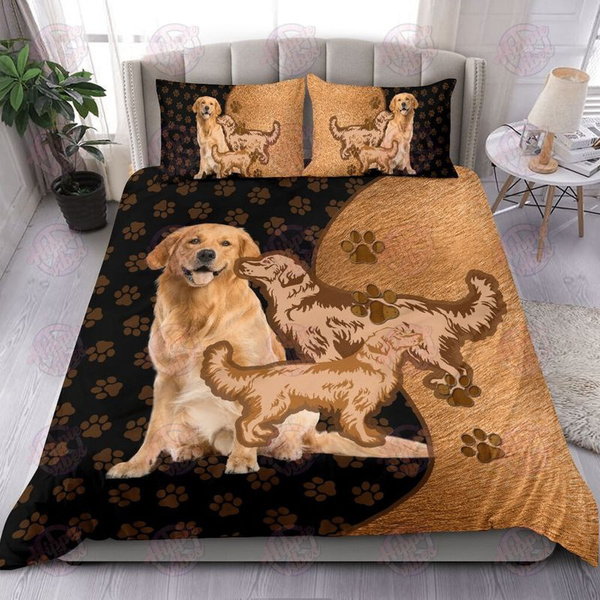 Golden Retriever Dog Paw Pattern Bedding Set Gift For Animal Lovers ...