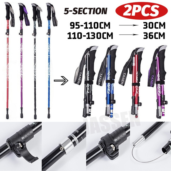 5-Section Aluminum Folding Trekking Pole Outdoor Fold Trekking Poles ...