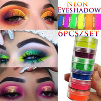 6Pcs/Set Neon Pigment Nail Powder Dust Nail Glitter Gradient Eyeshadow ...