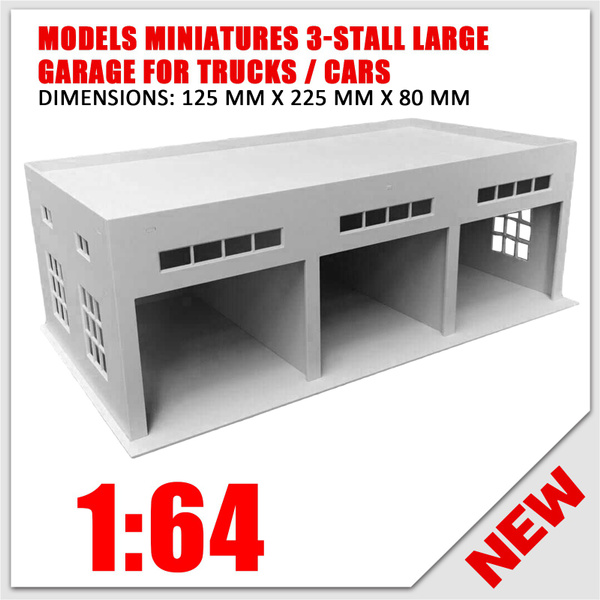 Outland Models Miniatures 3-Stall Large Garage for Trucks / Cars Tank ...
