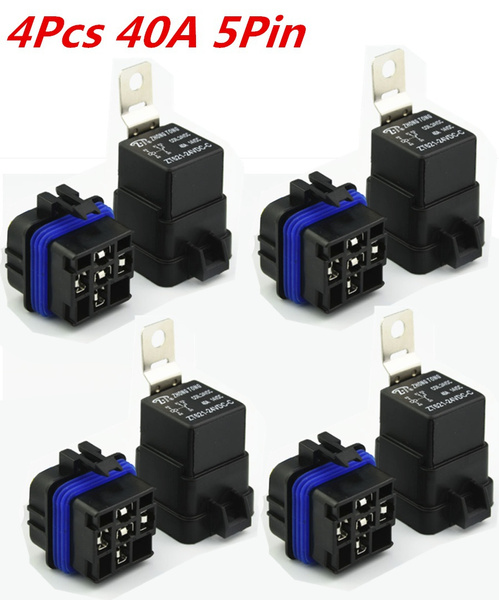 4 Set Car SUV 12V 40A 5Pin Relay+Relay Holder Socket Integrated w ...