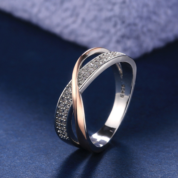 Exquisite X-Type Charming Diamond Princess Ring Romantic Bride Proposal ...