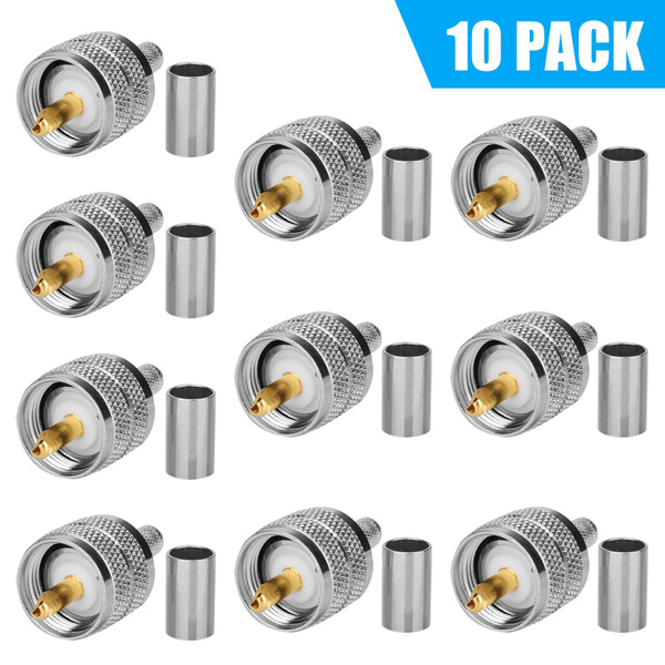 10 Packs rg8x Male Connectors - For rg8x LMR240 Cable Straight Rf ...