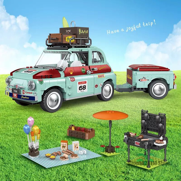 Moc 1475pcs Tourist Picnic Car Trailer Diy Building Block Set Transport ...