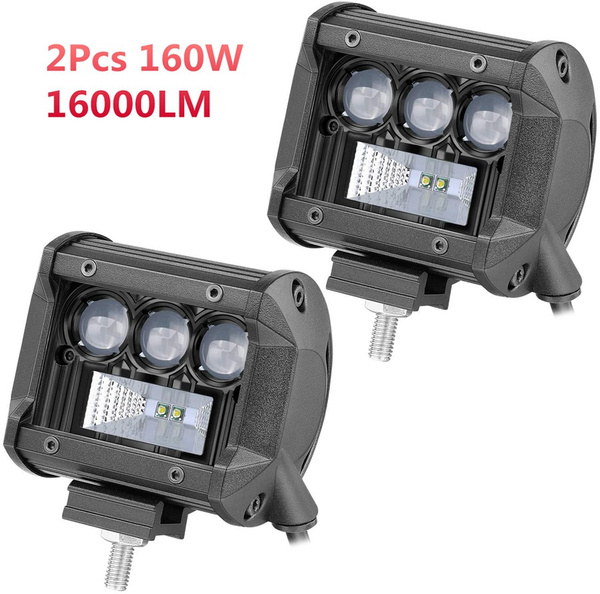 2 x 4inch 16000LM LED Quad Row Cube Spotlight Driving Light Off-road ...