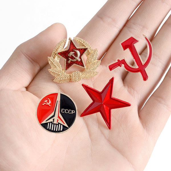серп и молот USSR Symbol Enamel Pin Red Star Sickle Hammer Soviet CCCP ...
