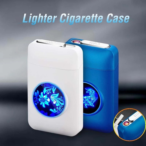 Creative Metal Cigarette Case Box with USB Electric Lighter LED Logo ...