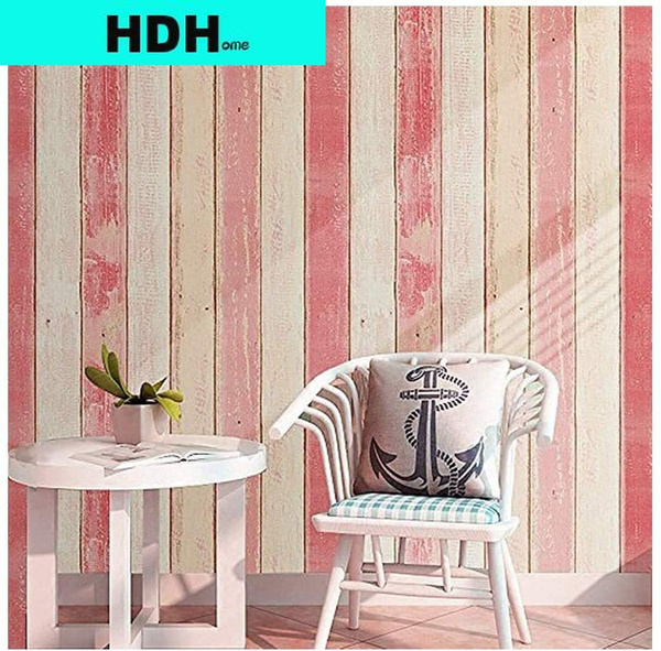 5M Pink Wood Panel Self Adhesive Wallpaper Multi Color Wood Plank Peel ...