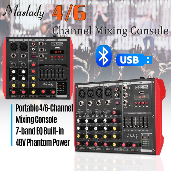 Muslady D4/D6 Portable 4/6-Channel Mixing Console Mixer 7-band EQ Built ... Muslady D4/D6 Portable 4/6-Channel Mixing Console Mixer 7-band EQ Built ...